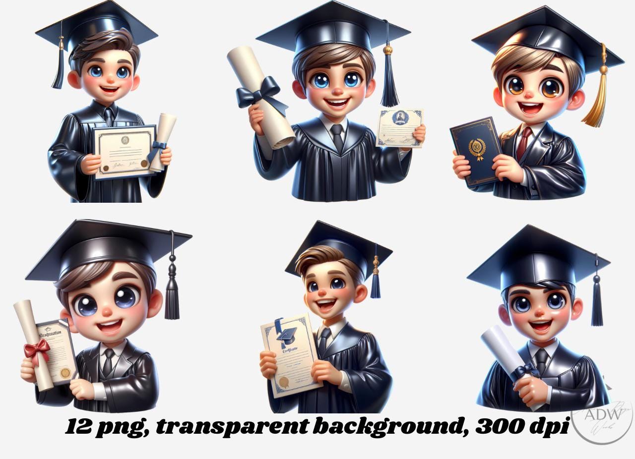 Graduation Boy Clipart, Graduate Art PNG (digital Download) - Etsy