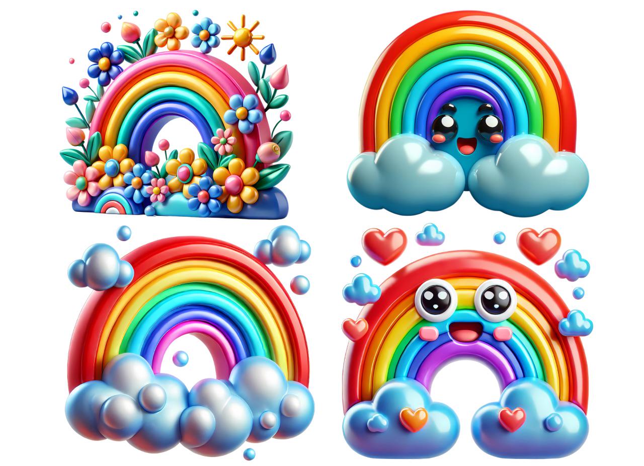 Floral Cute Rainbows Clipart, Rainbow Clipart , Spring Flowers ...