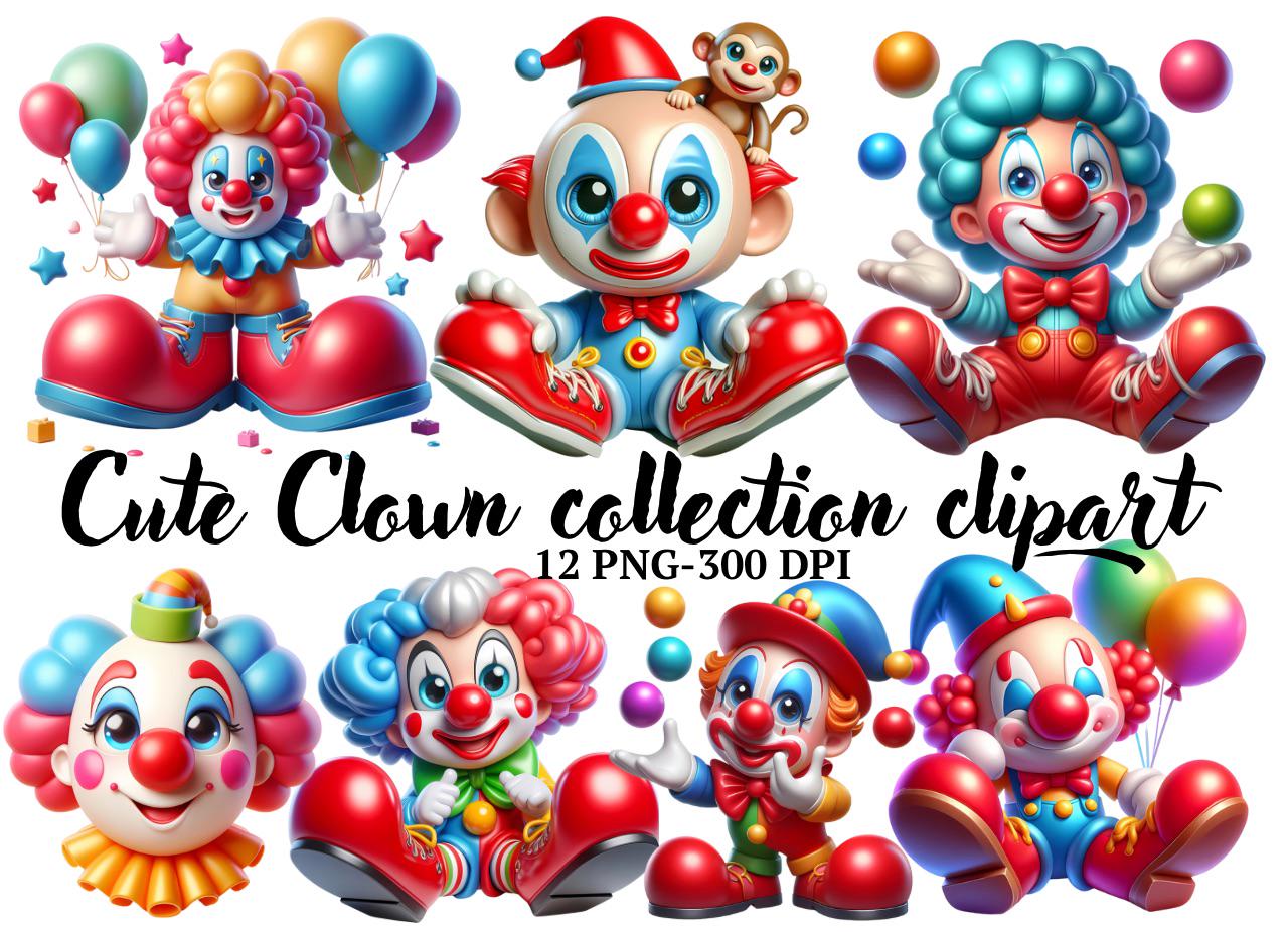 Cute Clown Clipart | Adorable Clown Clipart Bundle | 12 High-quality ...