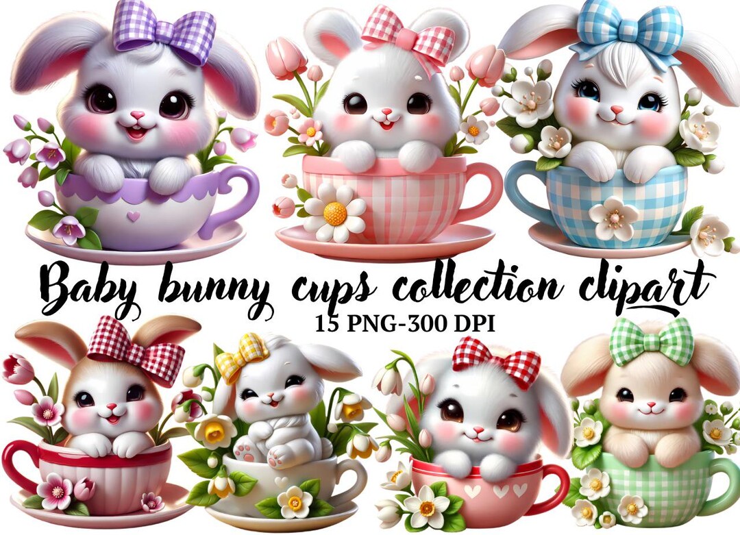 Bunny in a Cup, Cute Bunny,baby Bunny, Cup Clipart,bunny Clipart ...
