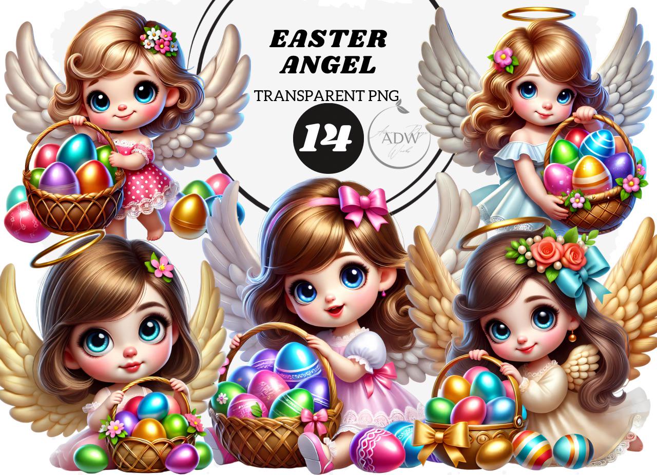 Cute Angels, Easter Clipart, Angels PNG, Spring PNG, Easter Eggs Png ...