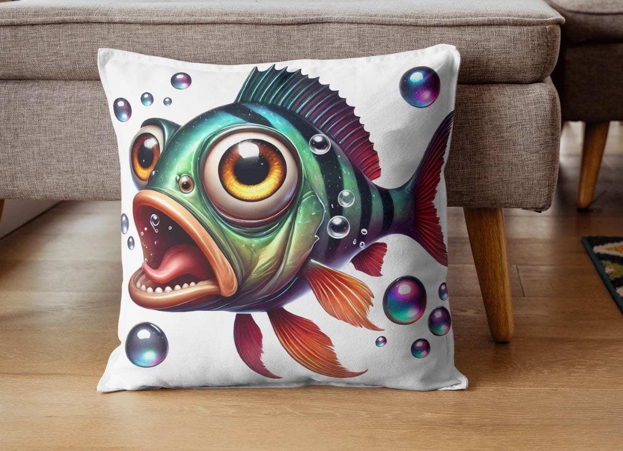 Funny Bass Watercolor Clipart: Laughing Fish PNG Set (digital Download ...