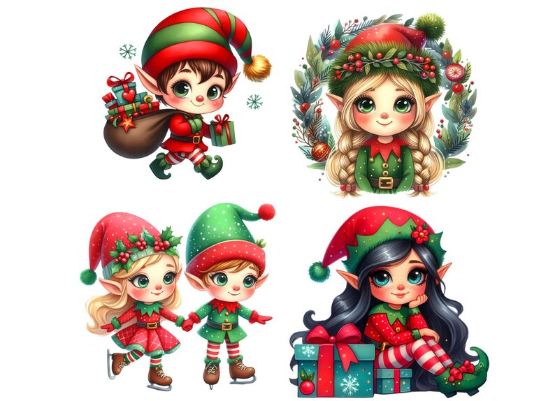 Christmas Elves Clipart, Christmas Clipart, Elves Clipart, Christmas ...