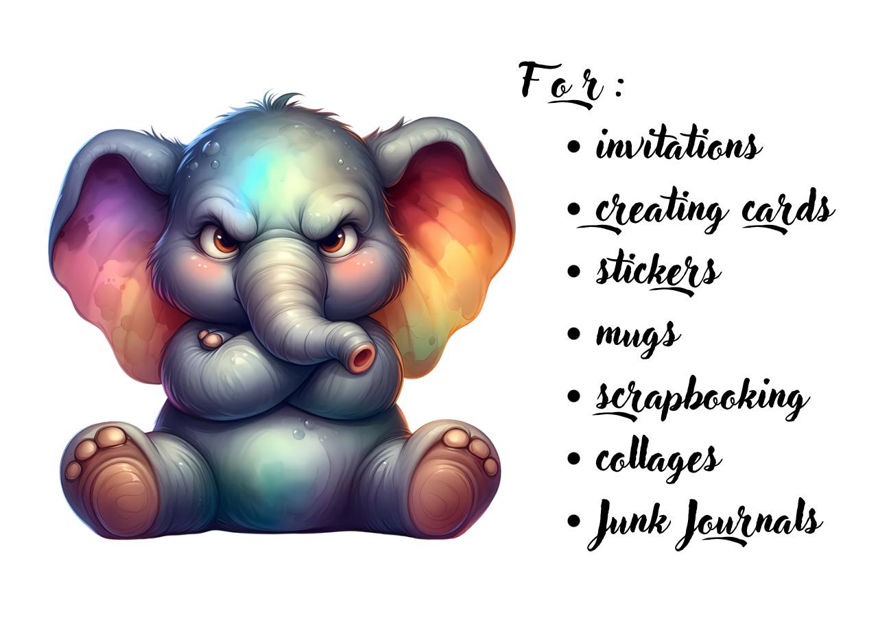 Watercolor Funny Grumpy Animals Collection Clipart, 16 PNG Funny Grumpy ...