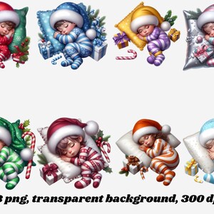 Watercolor Christmas Baby Clipart: Newborn Holiday PNG (digital ...