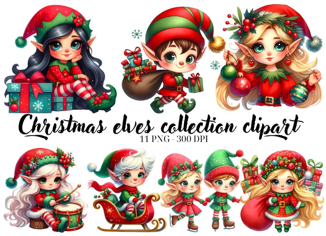 Christmas Elves Clipart, Christmas Clipart, Elves Clipart, Christmas ...
