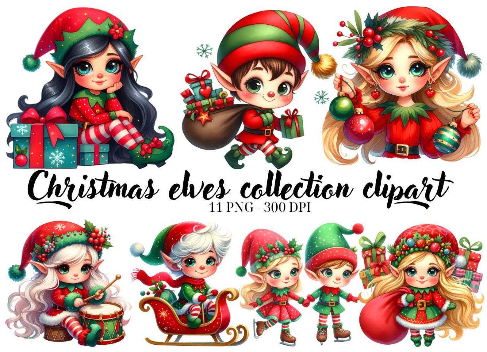 Christmas Elves Clipart, Christmas Clipart, Elves Clipart, Christmas ...