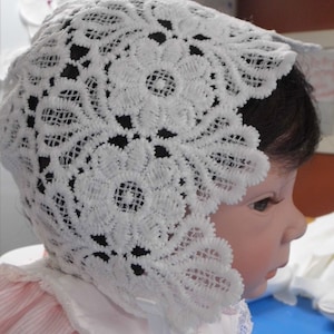 Baby Girl Bonnet, Baby Girl Christening Bonnet, Lace Baptism Bonnet ...