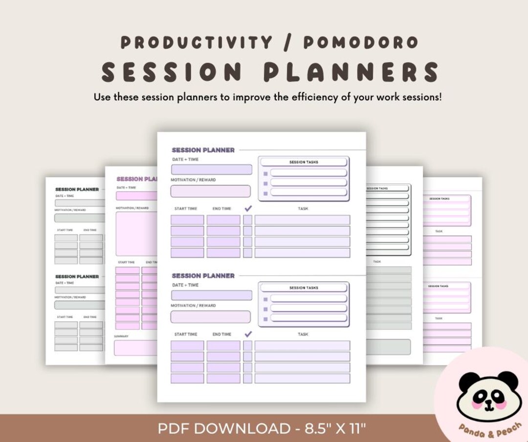 Printable PDF or iPad Planner Template for Work & Pomodoro Sessions ...