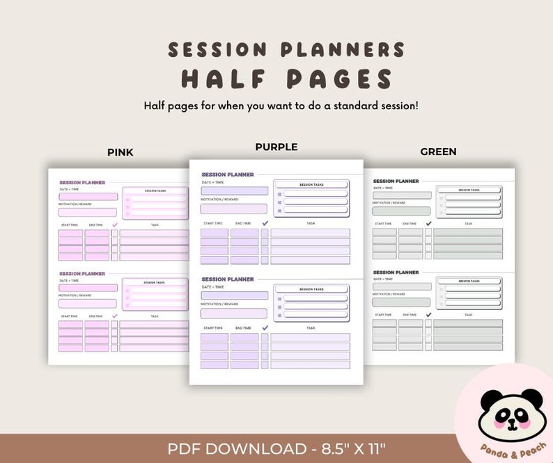 Printable PDF or iPad Planner Template for Work & Pomodoro Sessions ...