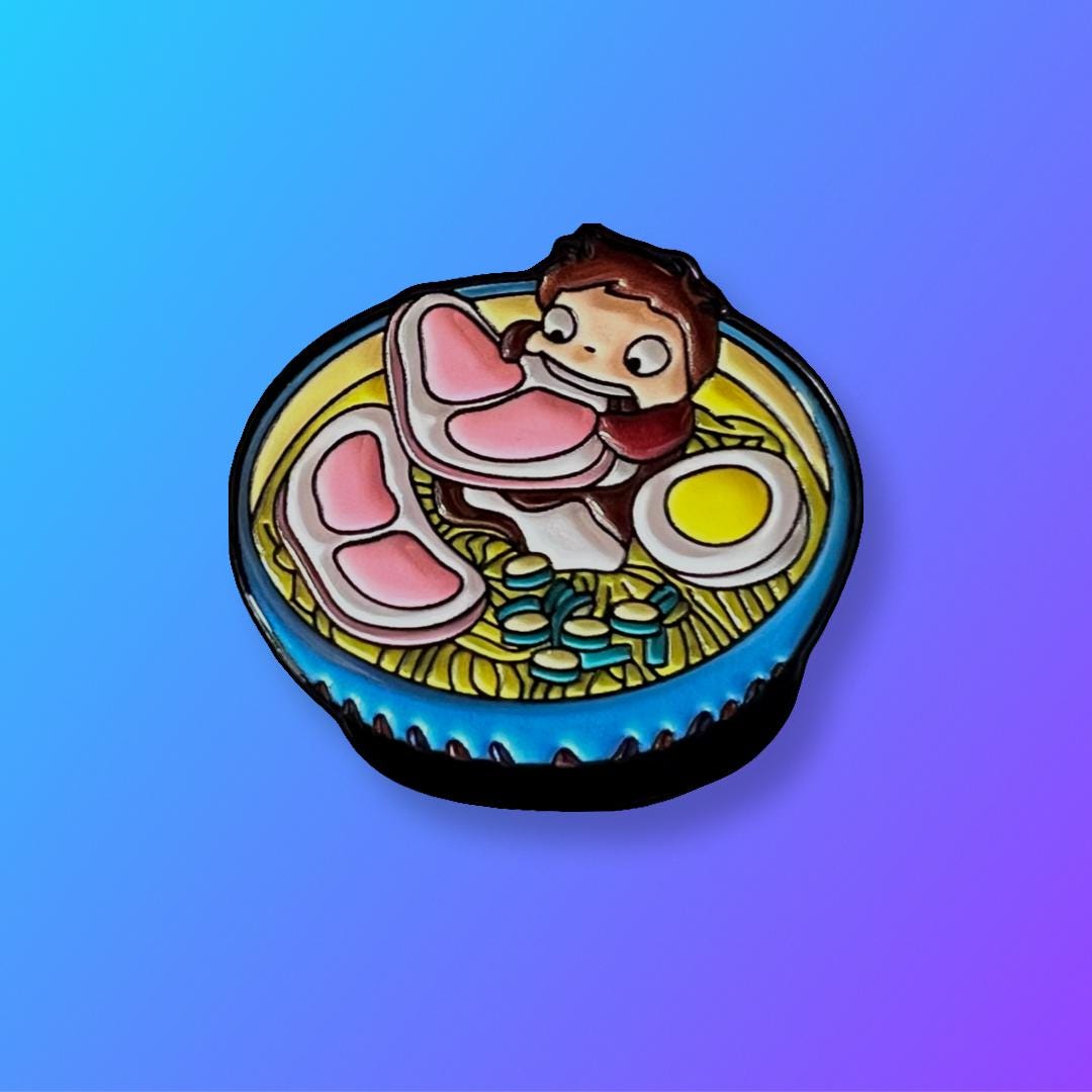 Ponyo Ramen Bowl Enamel Pin Studio Ghibli Tribute Cute Collectible ...