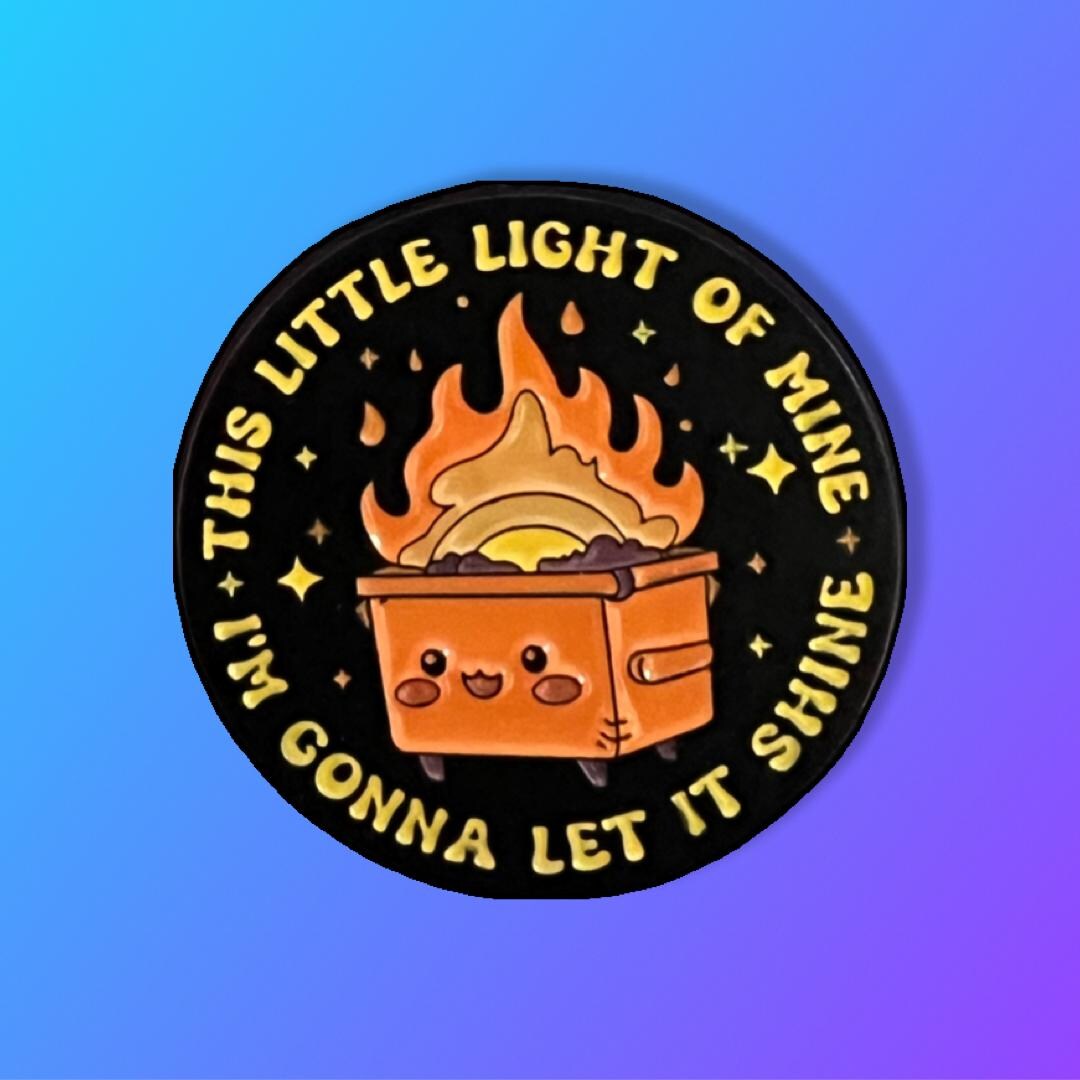 Dumpster Fire Enamel Pin This Little Light of Mine Cute Brooch, Quirky ...