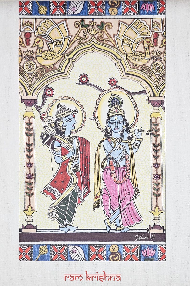 Dashavatar-the 10 Forms of Shree Vishnu -prints for Framing-madhubani ...