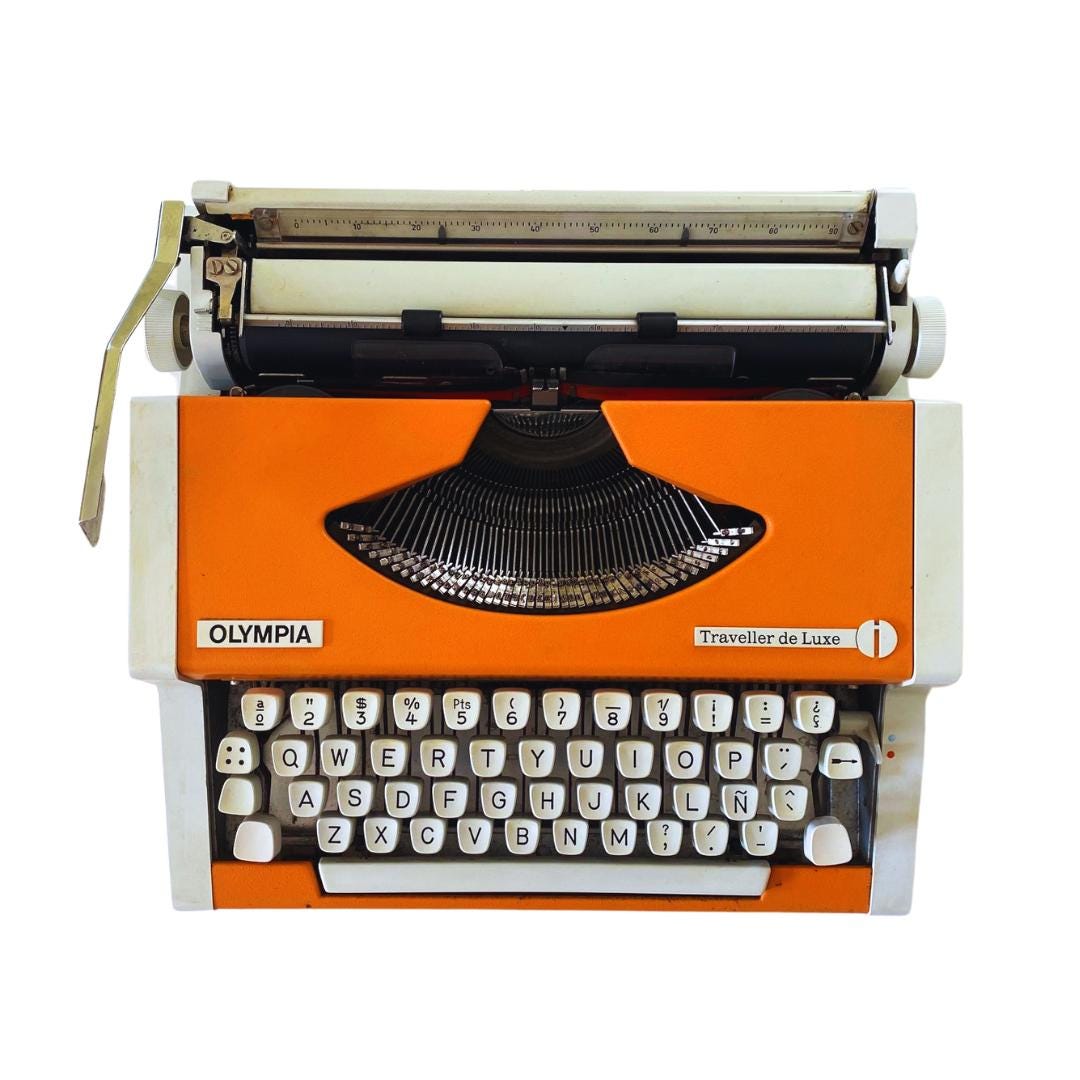 Olympia Traveller De Luxe Typewriter, Vintage Orange Color, 1970s ...