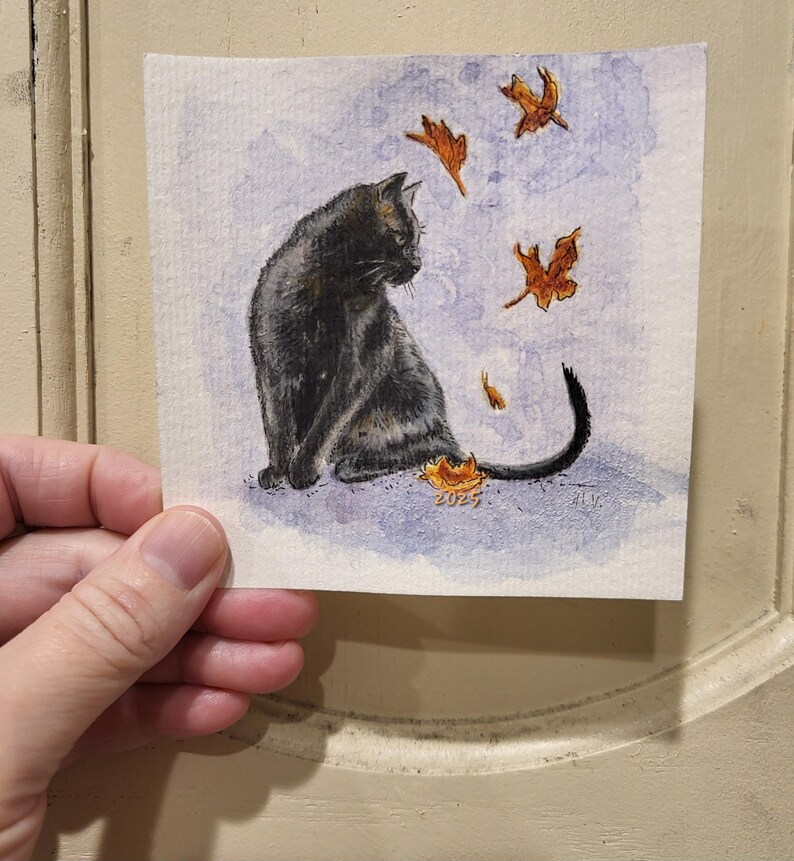 Cat With Fall Leaves - Etsy