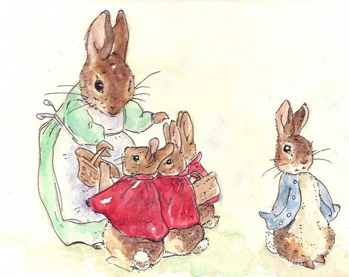Peter Rabbit and His Family, Fine Art Print - Etsy