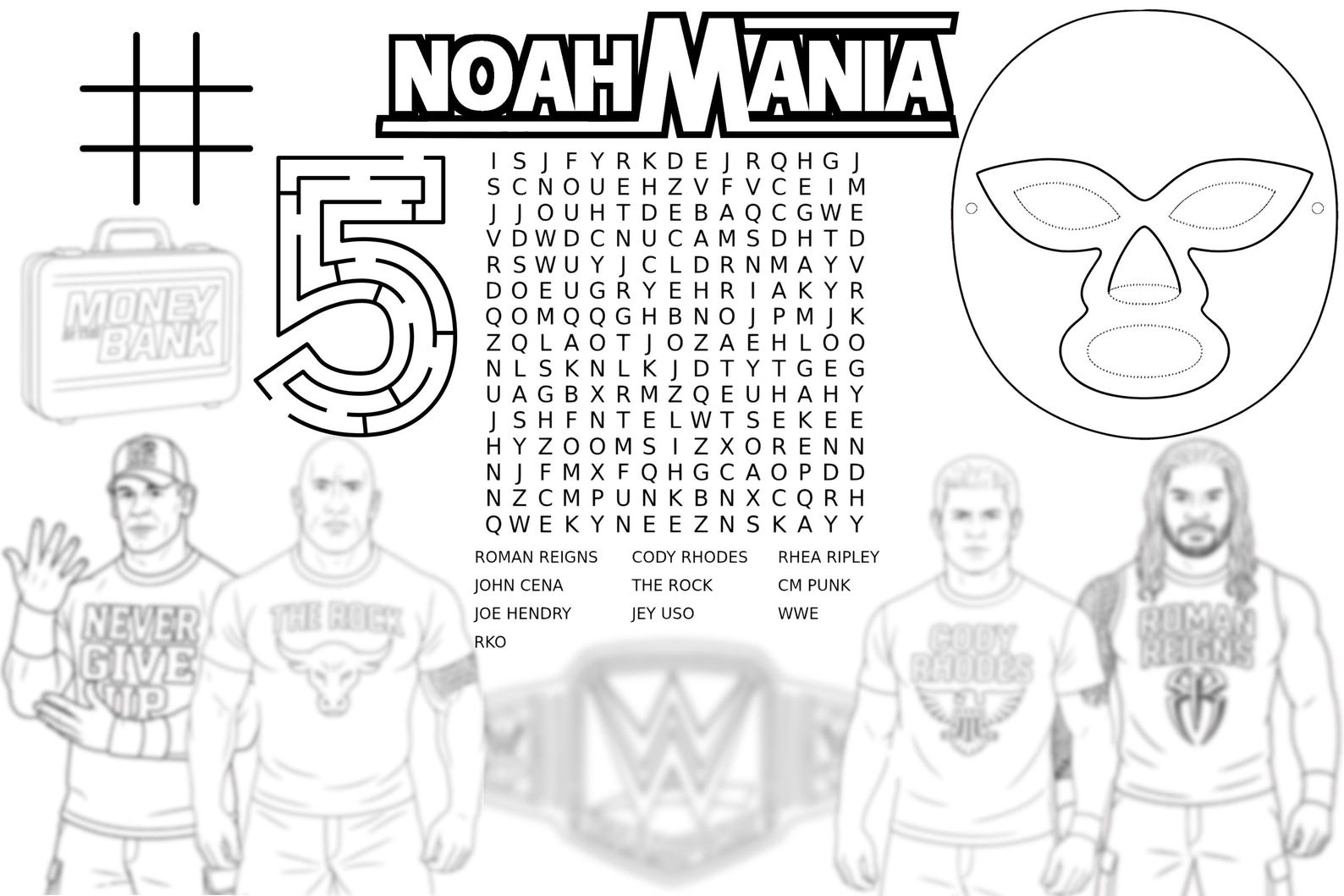Custom Wrestling Coloring Placemat – Kids Wrestling Party Activity ...