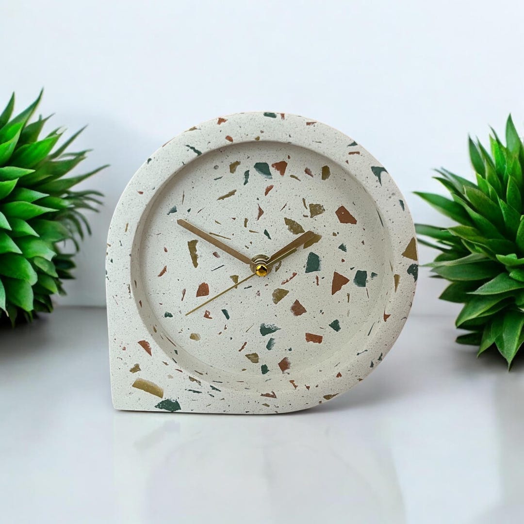 Terazzo Desk Clock, Terrazzo Clock, Unique Clock, Unique Decor ...