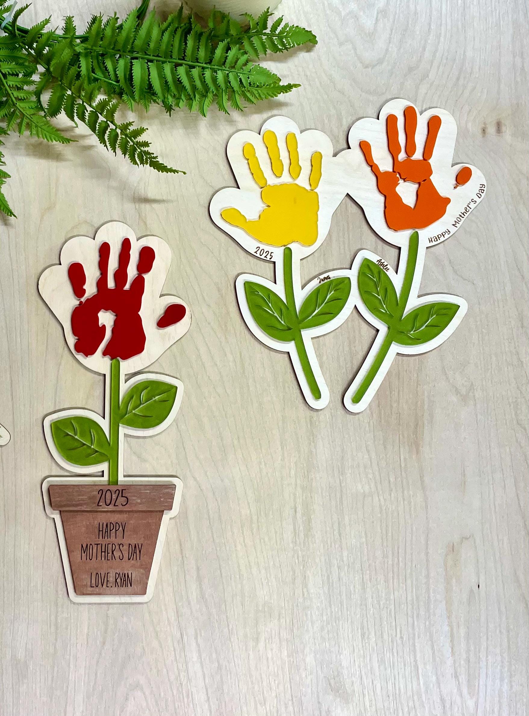 Personalized Handprint Flower Keepsake • Custom Mother’s Day Gift From ...