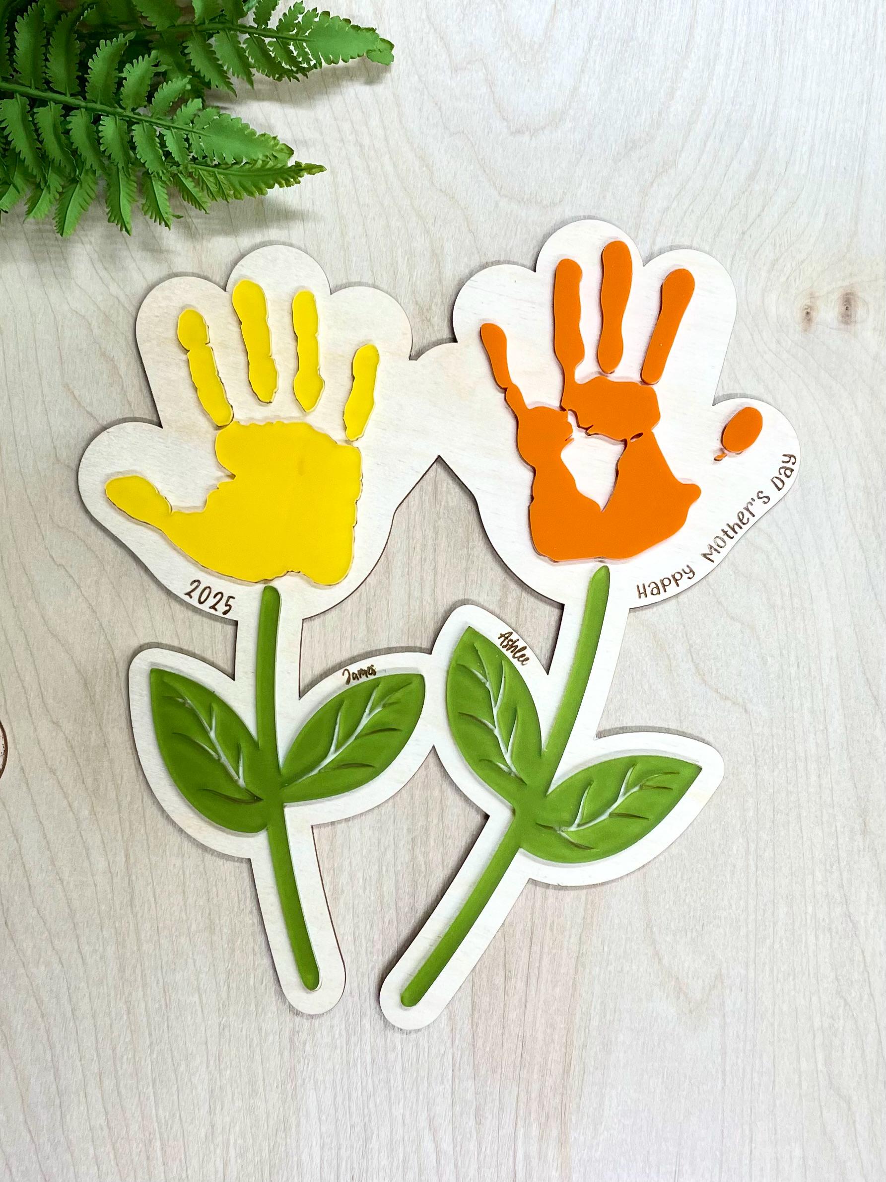 Personalized Handprint Flower Keepsake • Custom Mother’s Day Gift From ...