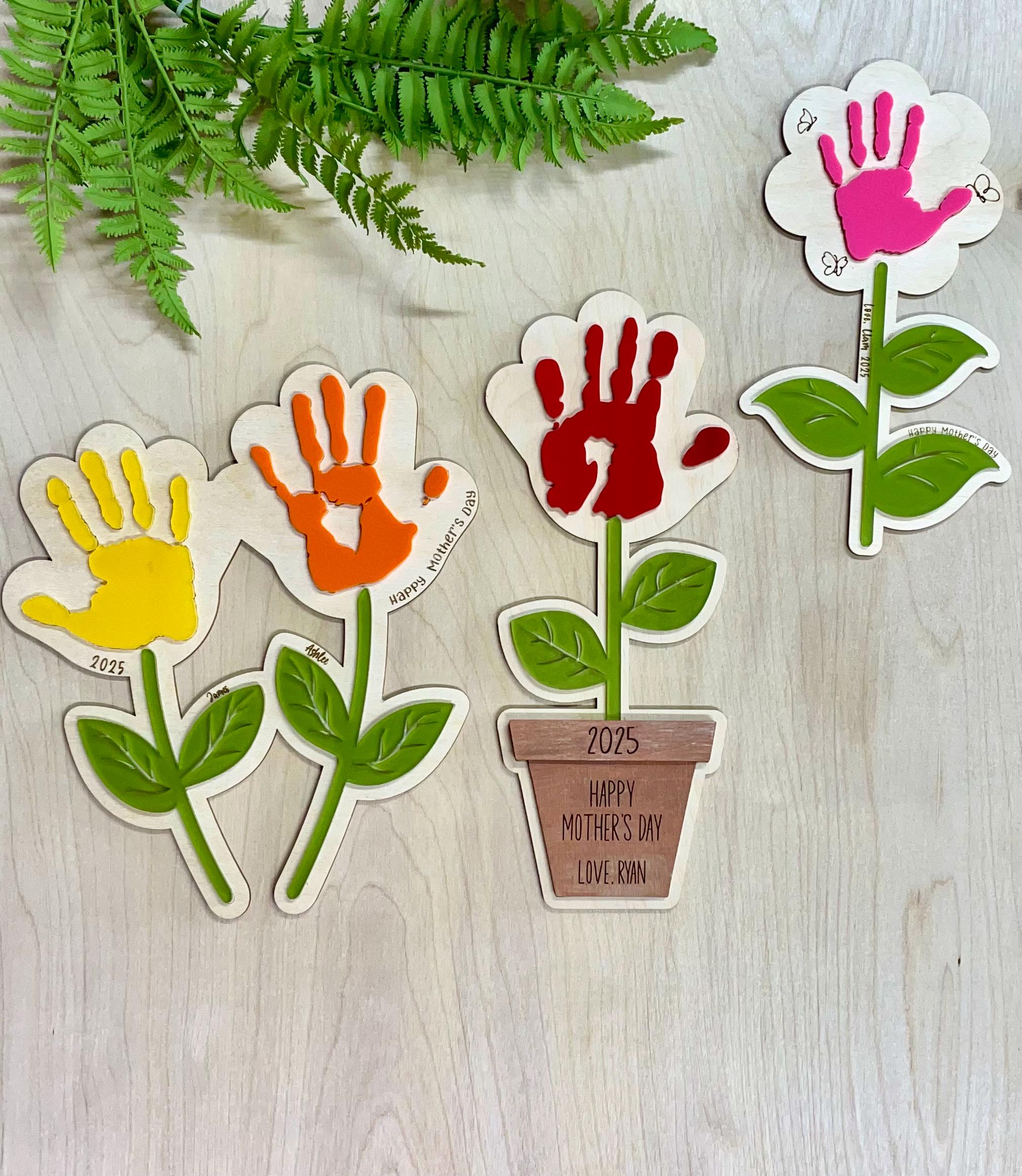 Personalized Handprint Flower Keepsake • Custom Mother’s Day Gift From ...