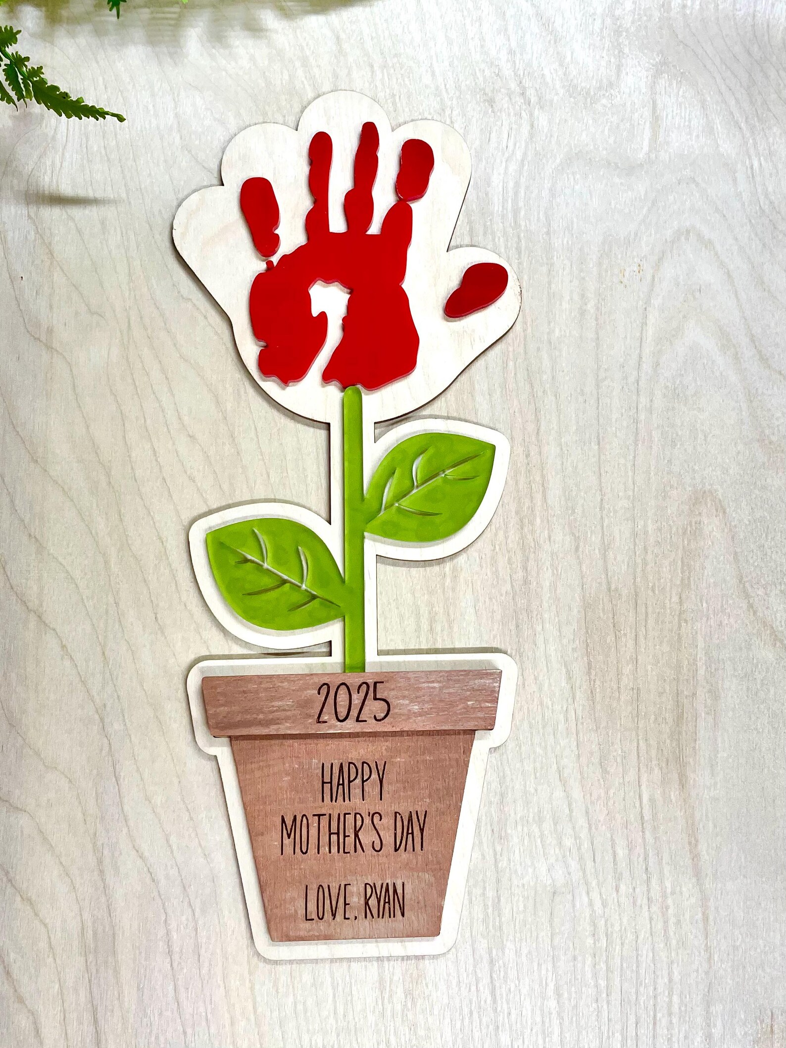 Personalized Handprint Flower Keepsake • Custom Mother’s Day Gift From ...