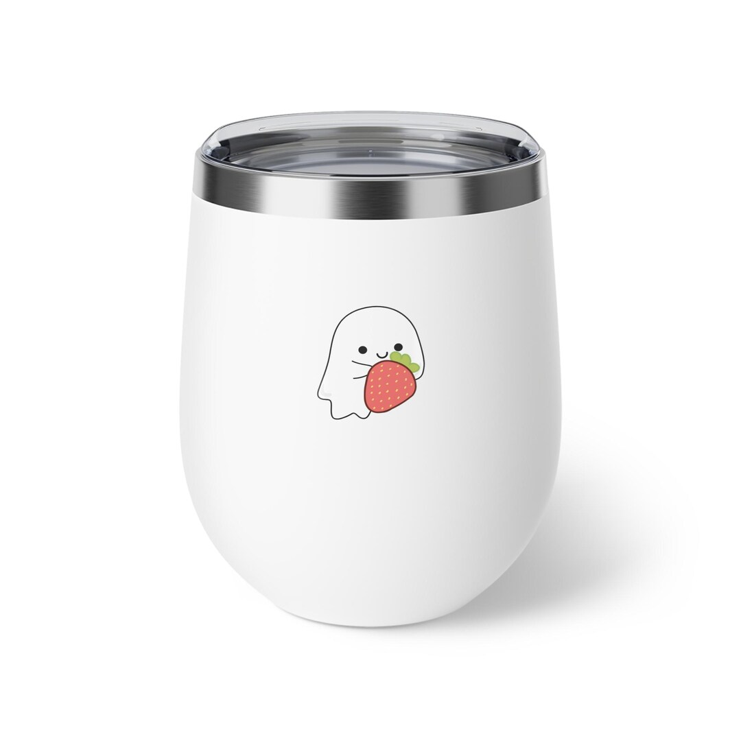 Wine Glass, Cute Spooky Strawberry Ghost Design, Shatter Proof ...