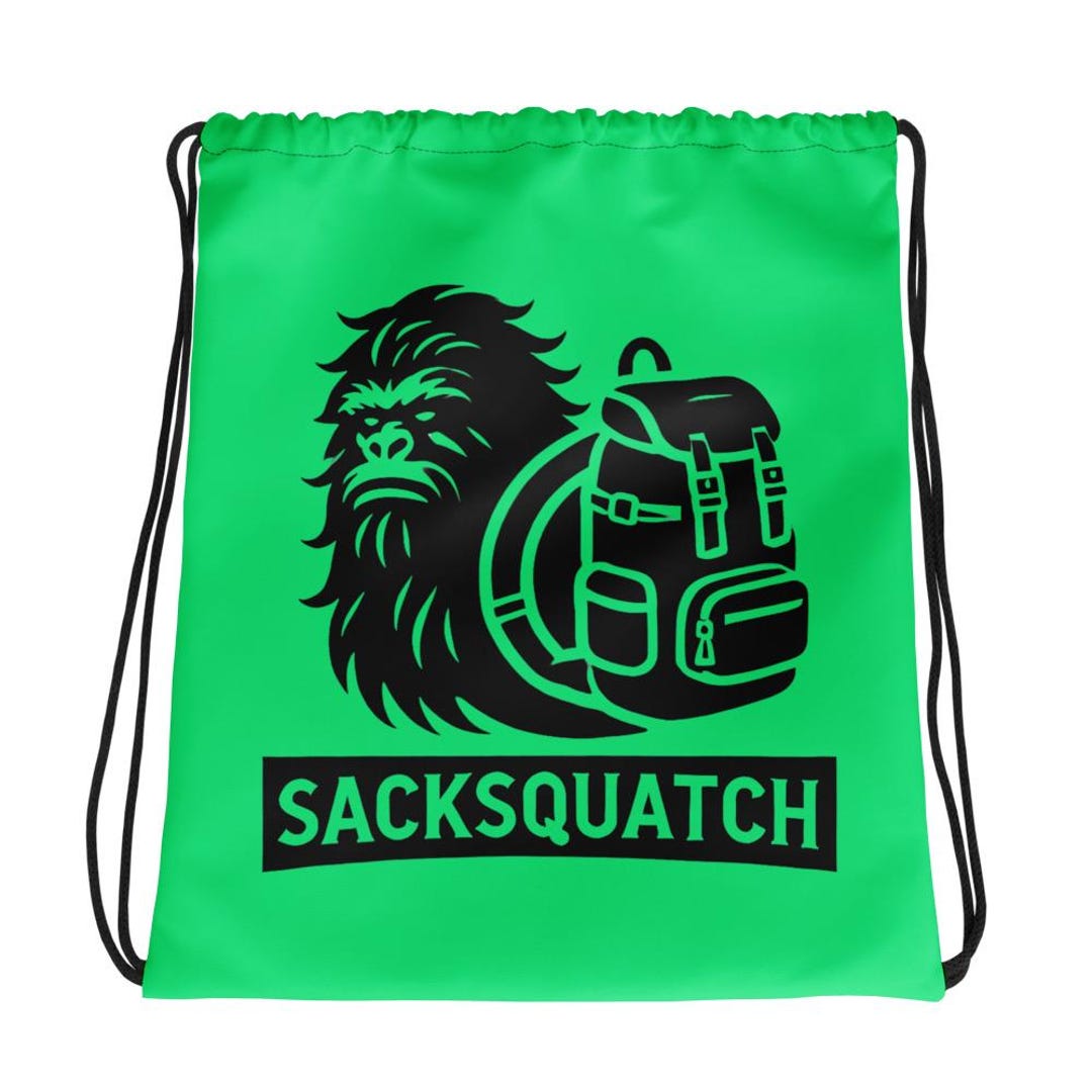 Sacksquatch Green Drawstring Bag – Iconic Bigfoot-inspired Brand Design ...