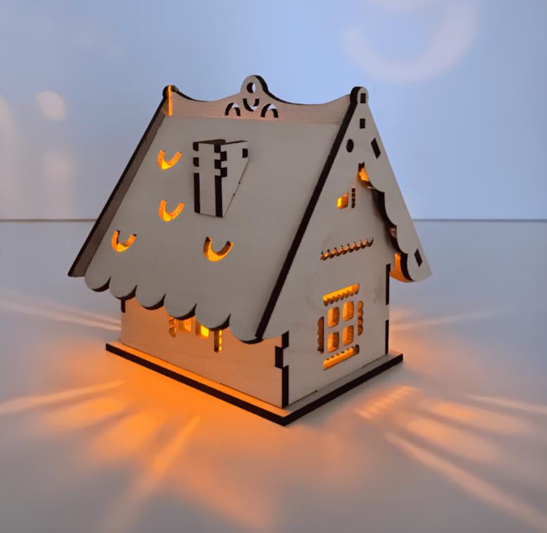 Charming Liftable Roof Tealight House Perfect Wooden Lighting for Kids ...