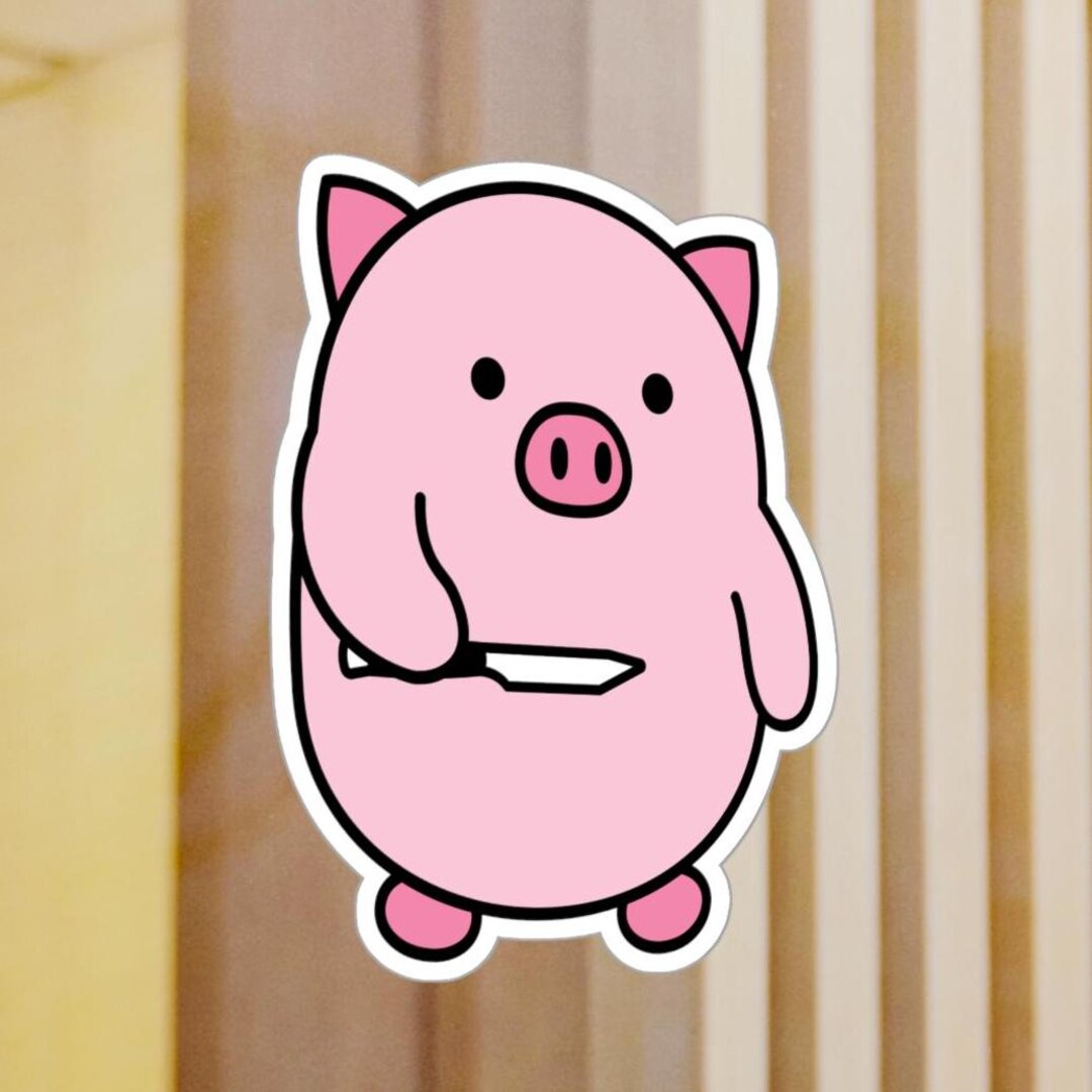 Cute Pig With A Knife Sticker, Funny Pig Sticker, Pig Meme Sticker ...