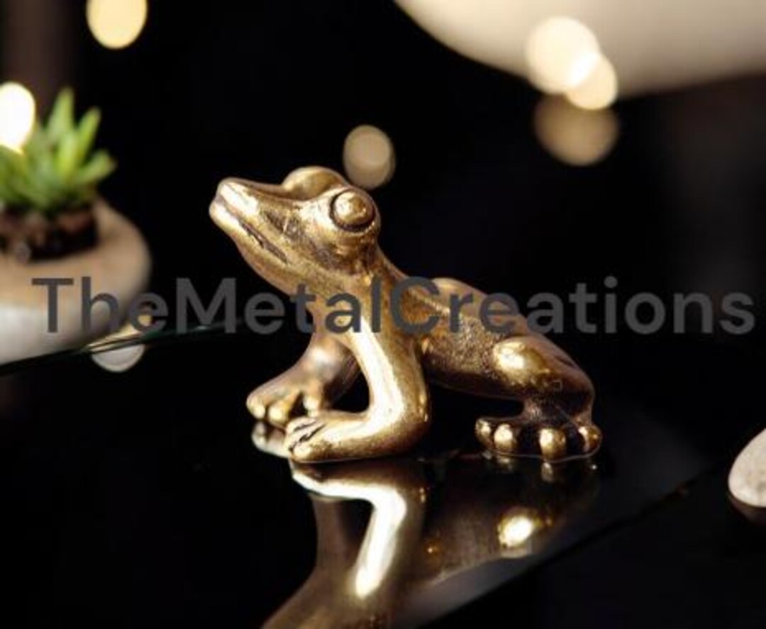 Solid Brass Frog Figurine - Miniature Frog Statue - Vintage Brass Decor ...