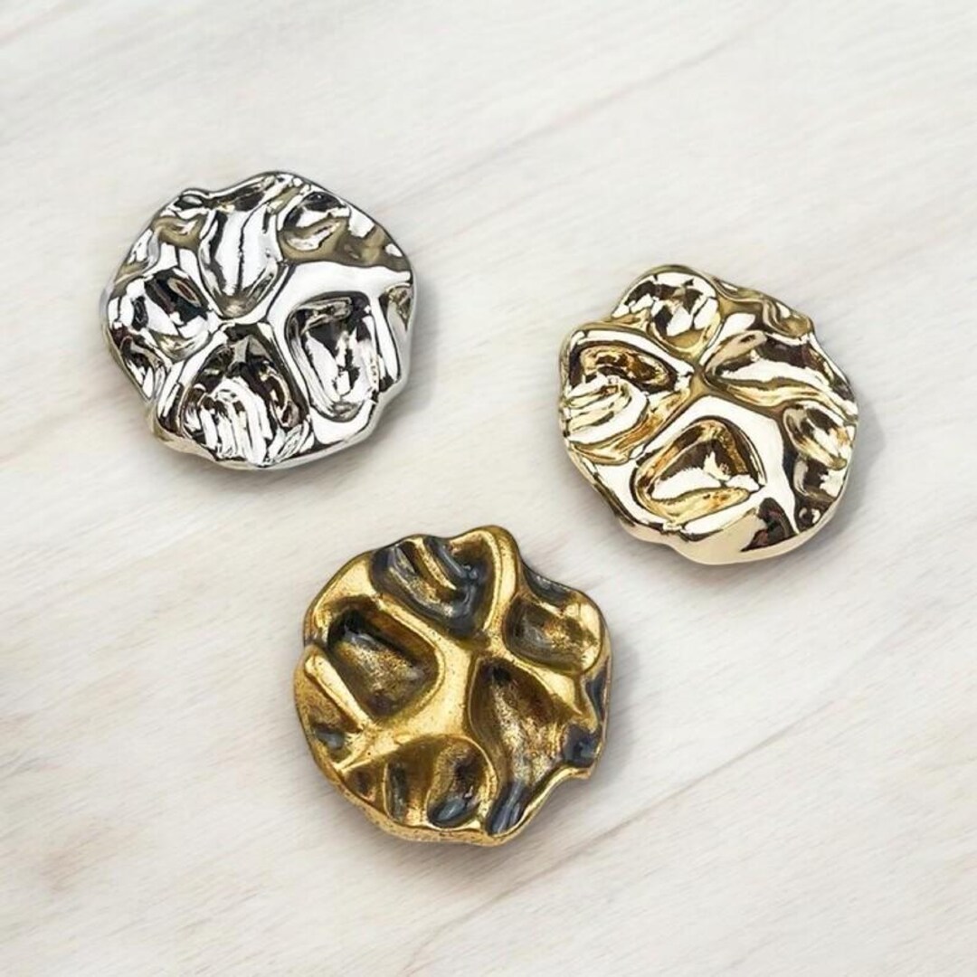 Metal Wave Buttons 10 Pcs Gold, Silver, Antique Gold Shank Buttons for ...