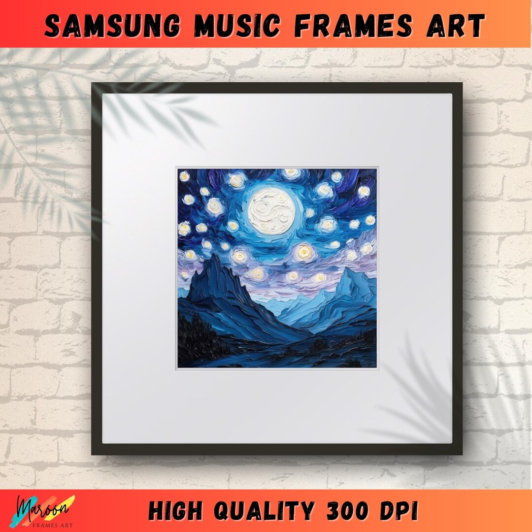Samsung Music Frames Art | Whimsical Starry Moonlit Mountain | Digital ...