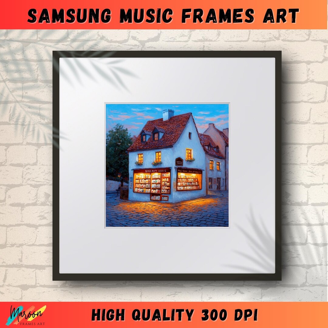 Samsung Music Frames Art | Rustic Bookstore at Dusk | Digital Print for ...