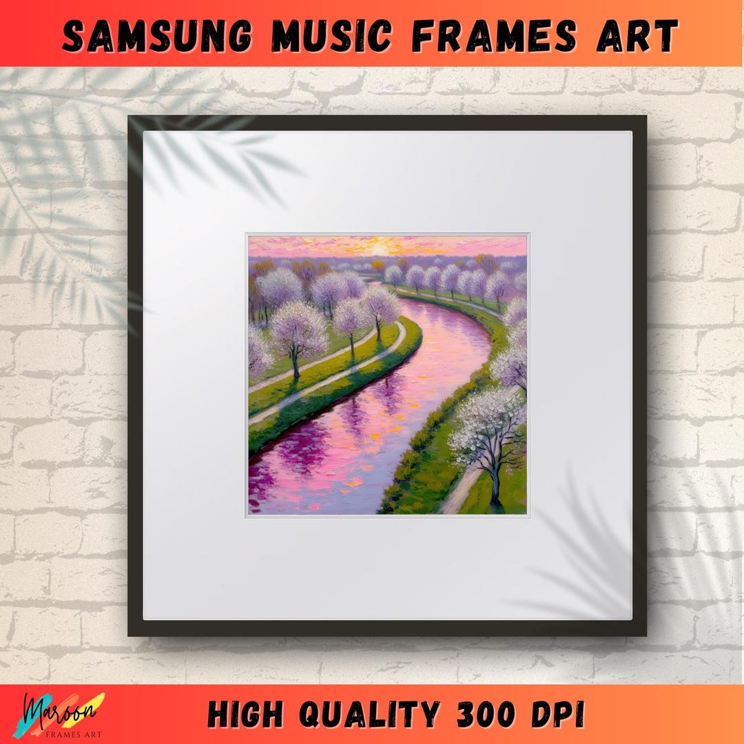 Samsung Music Frames Art | Cherry Blossom Sunset River | Digital Print ...