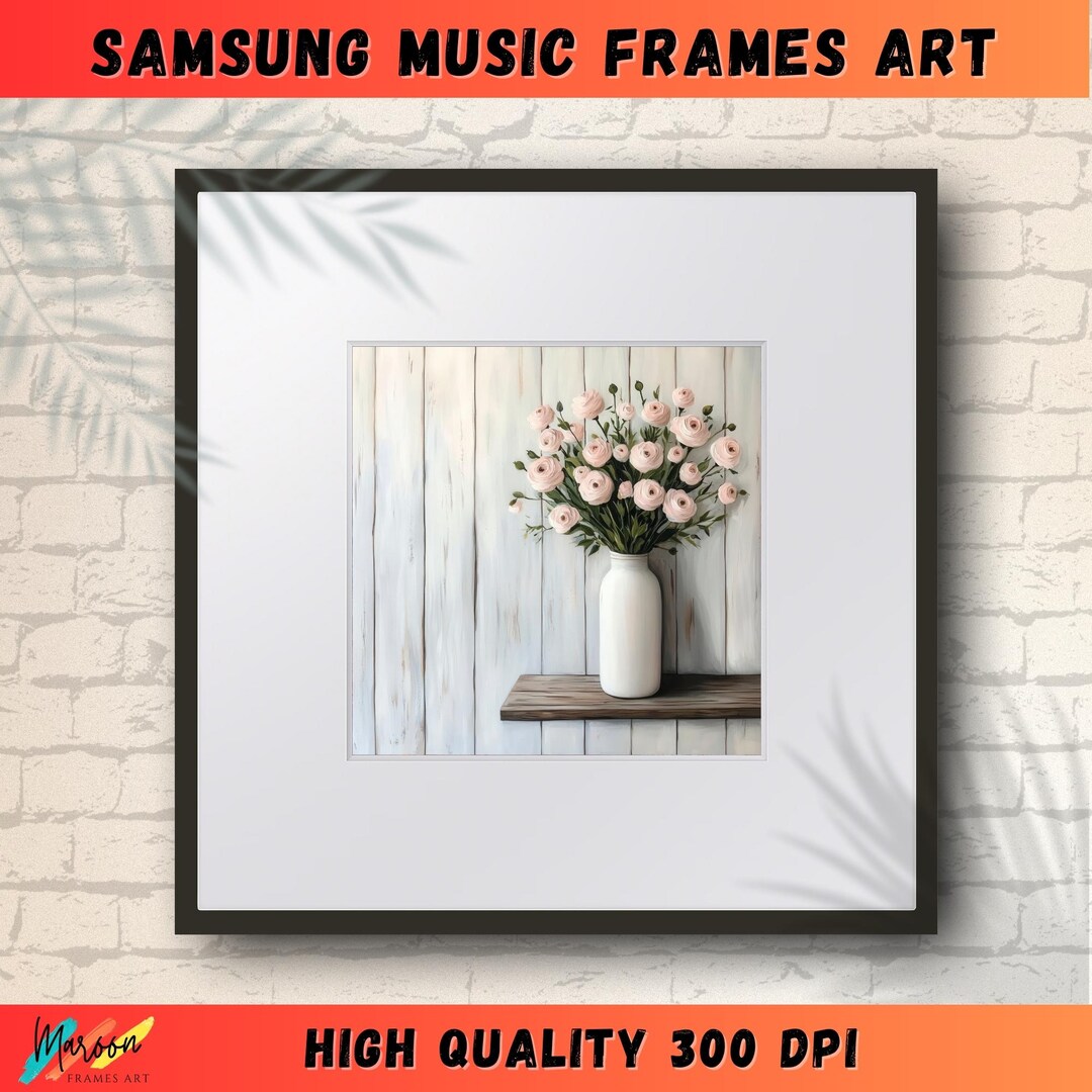 Samsung Music Frames Art | Elegant White Vase With Ranunculus Flowers ...