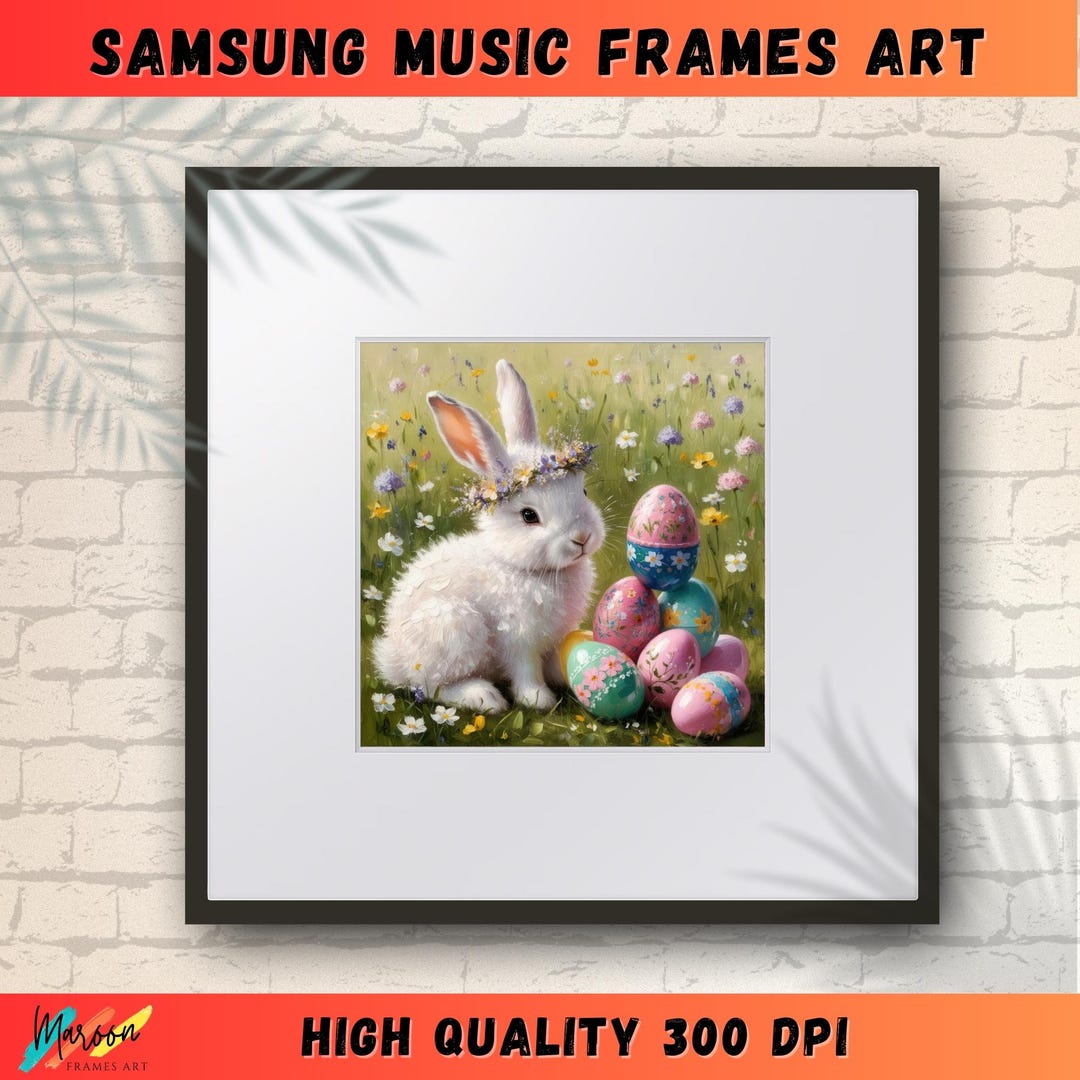 Samsung Music Frames Art | Cute Easter Bunny With Colorful Eggs ...