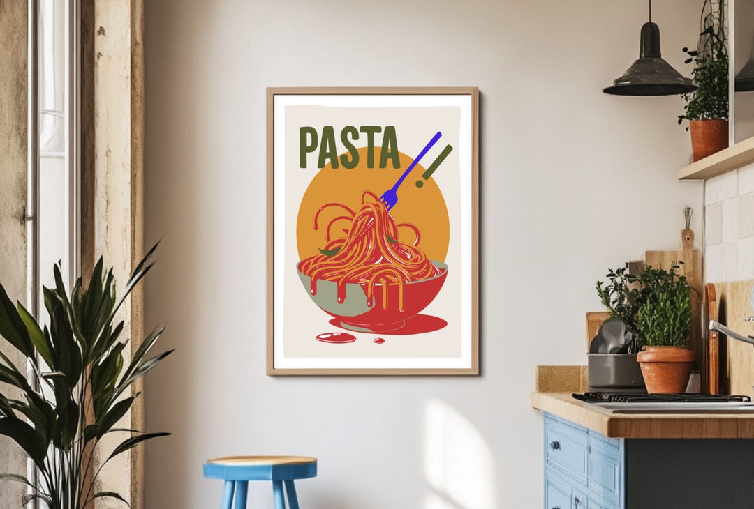 Pasta Art Print, Kitchen Art Print, Italian Food, Delicious Bowl of ...
