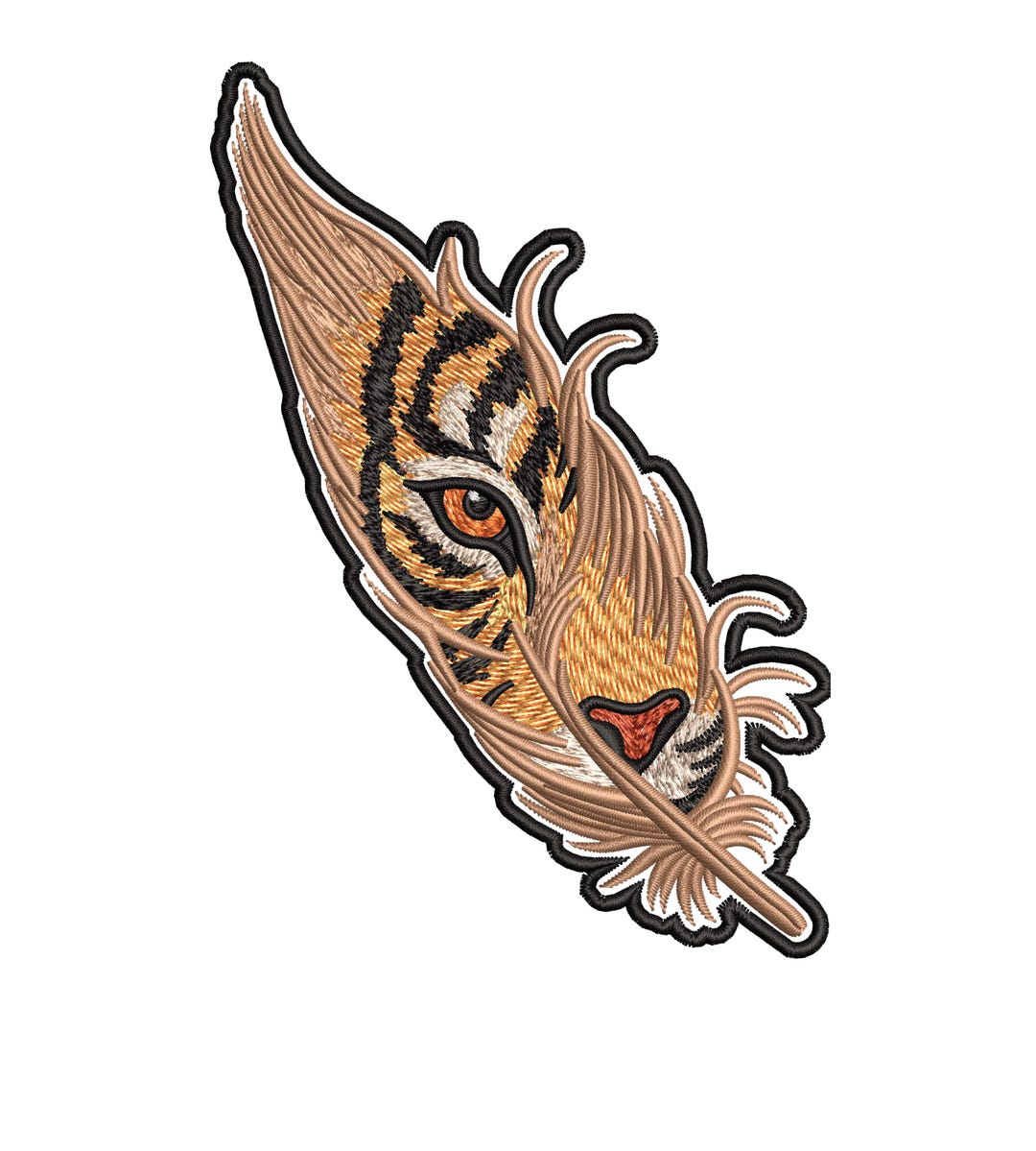 Tiger Eye Feather Embroidery Design: Jungle Art Machine File (4.5", 5 ...