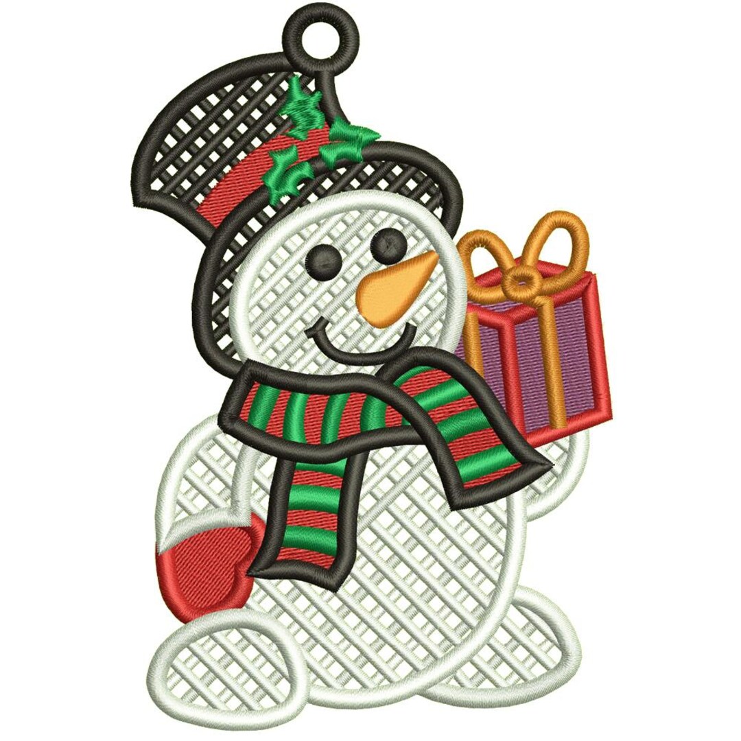 Snowman Lace Embroidery Design – Christmas Gift (EMB, DST, PES Files ...
