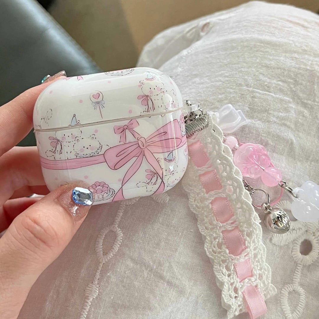 Coquette Cat Pink Bow AirPod Case Cover With Keychain for AirPod 1/2/3 ...
