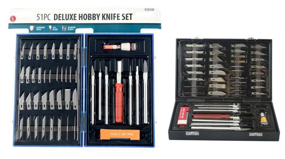 51pc Deluxe Hobby Knife Set Utility Model Knife Set in Plastic Storage ...