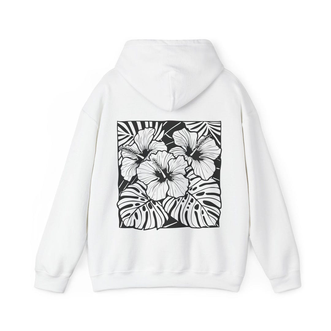 Hibiscus Flower Hoodie, Tropical Beach Sweatshirt, Floral Print Jumper ...