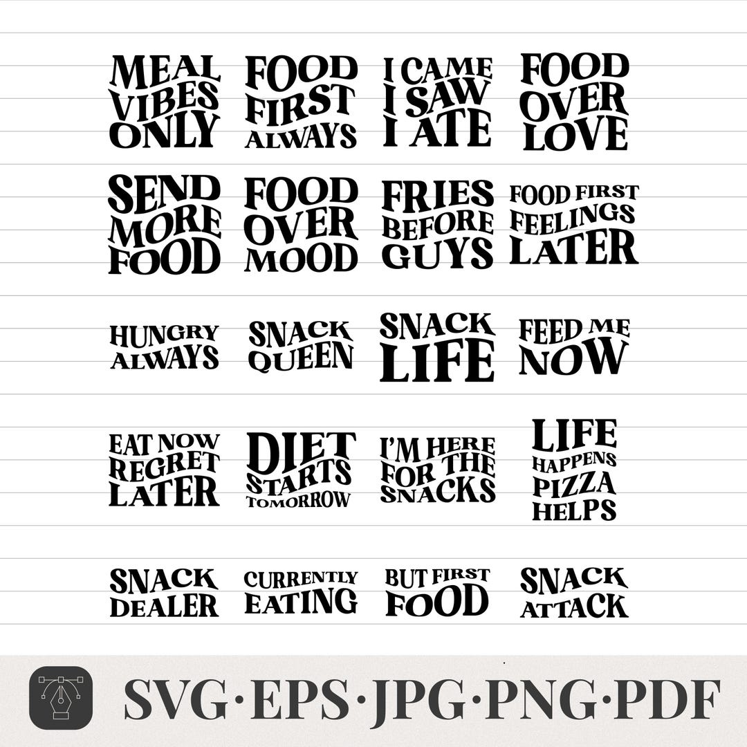 Sarcastic Food Quotes SVG Bundle | Funny Kitchen SVG Files | Food Lover ...