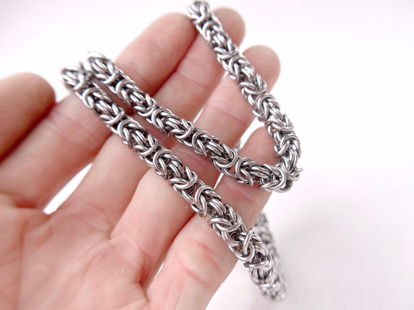 Chainmaille Necklace Byzantine Pattern Waterproof Stainless - Etsy