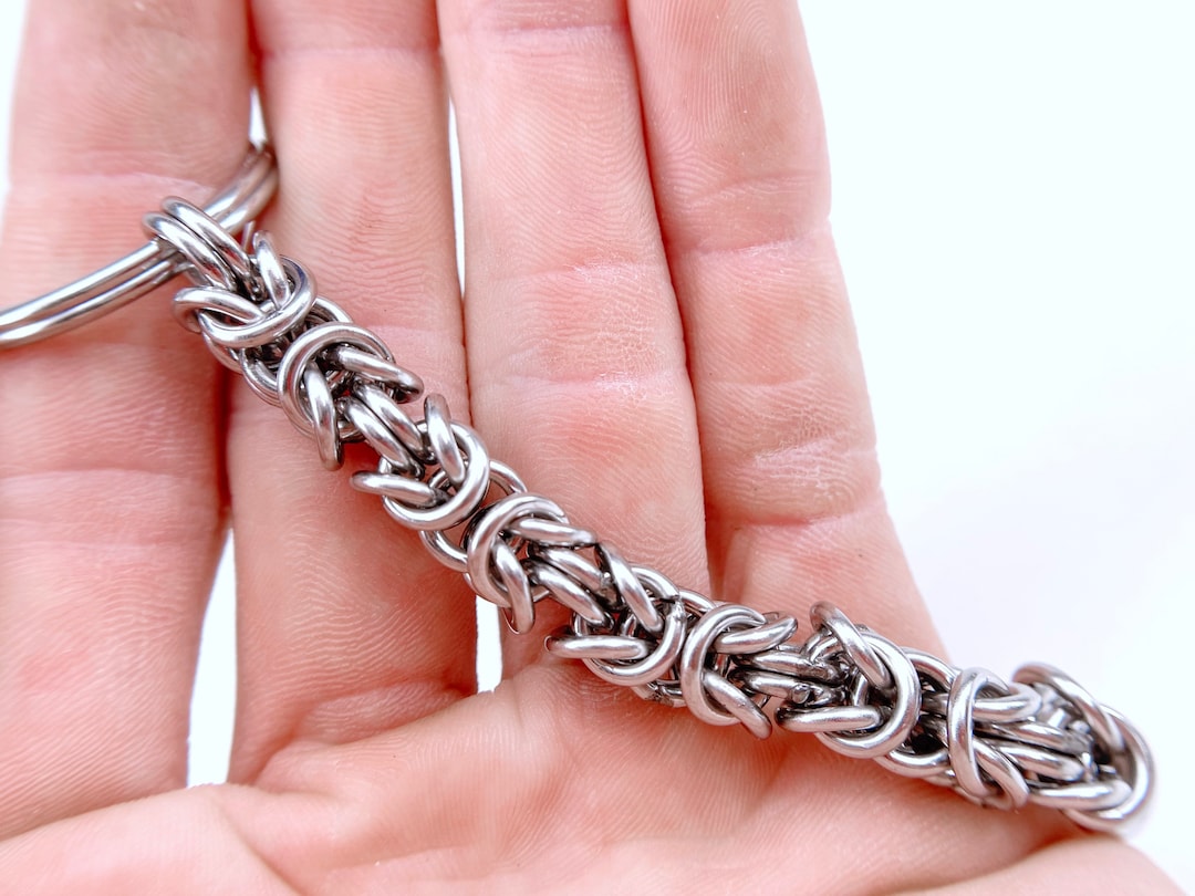 Chainmaille Keychain - Welded-link Thick Byzantine Pattern - Etsy UK