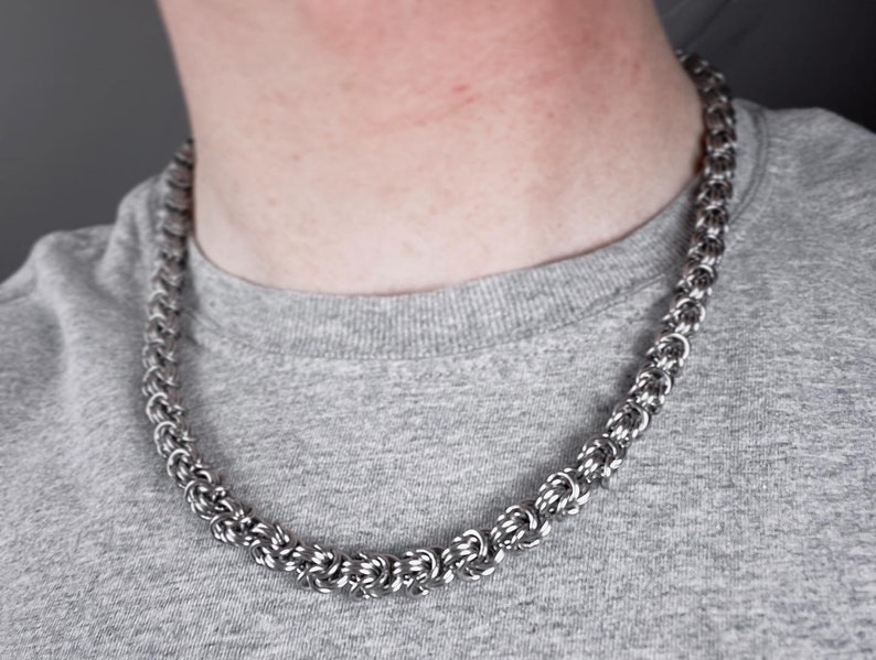 Welded-link - Chainmaille Necklace - Rosetta Pattern- Stainless Steel ...
