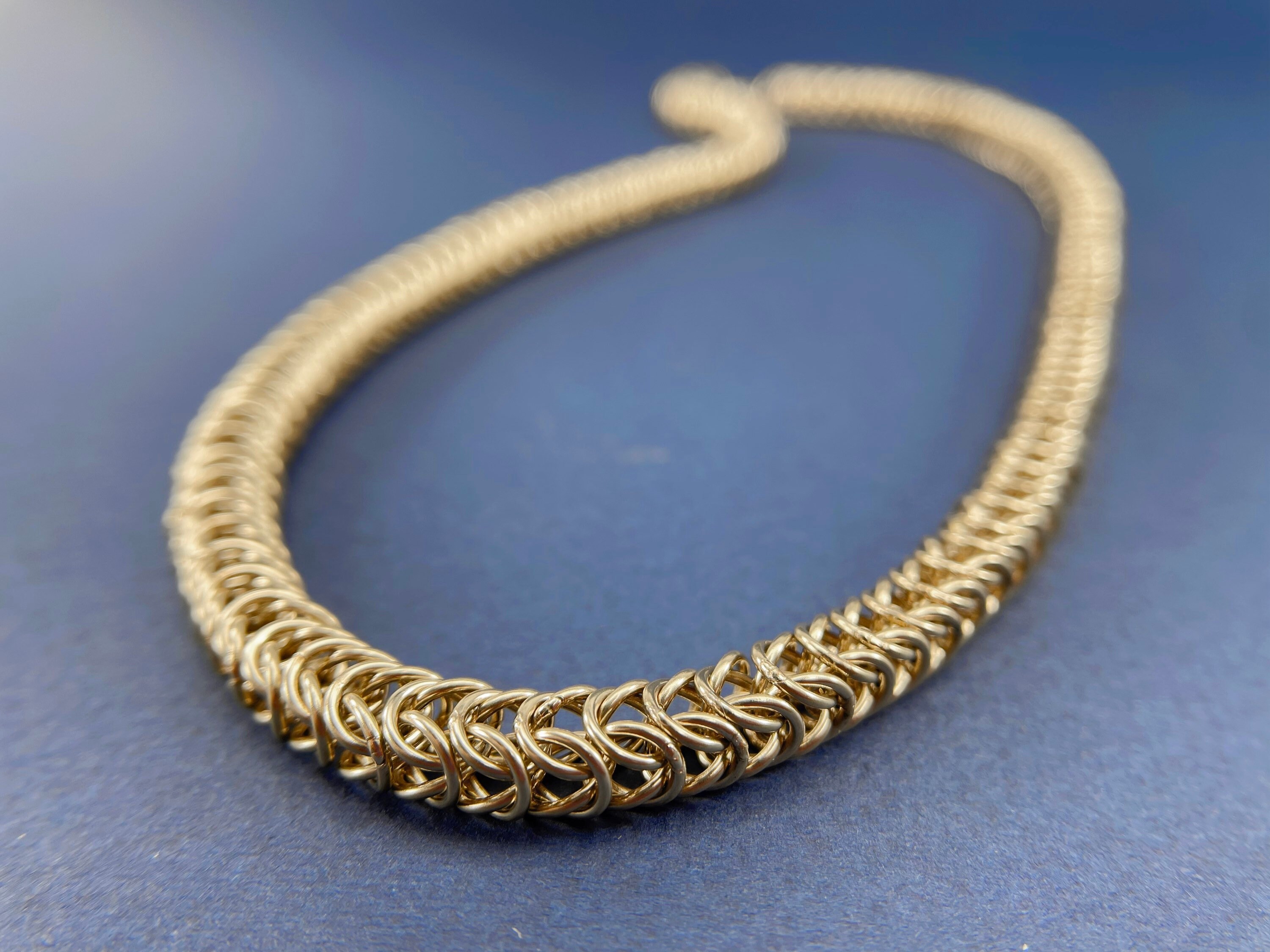 Chainmaille Necklace - Box Chain Pattern - 14K Solid Gold - Etsy