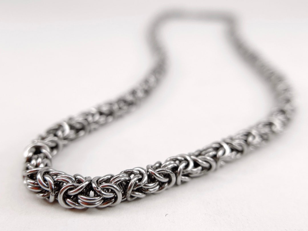 Chainmaille Necklace - Byzantine Pattern Chain - Thin Welded-link - Etsy
