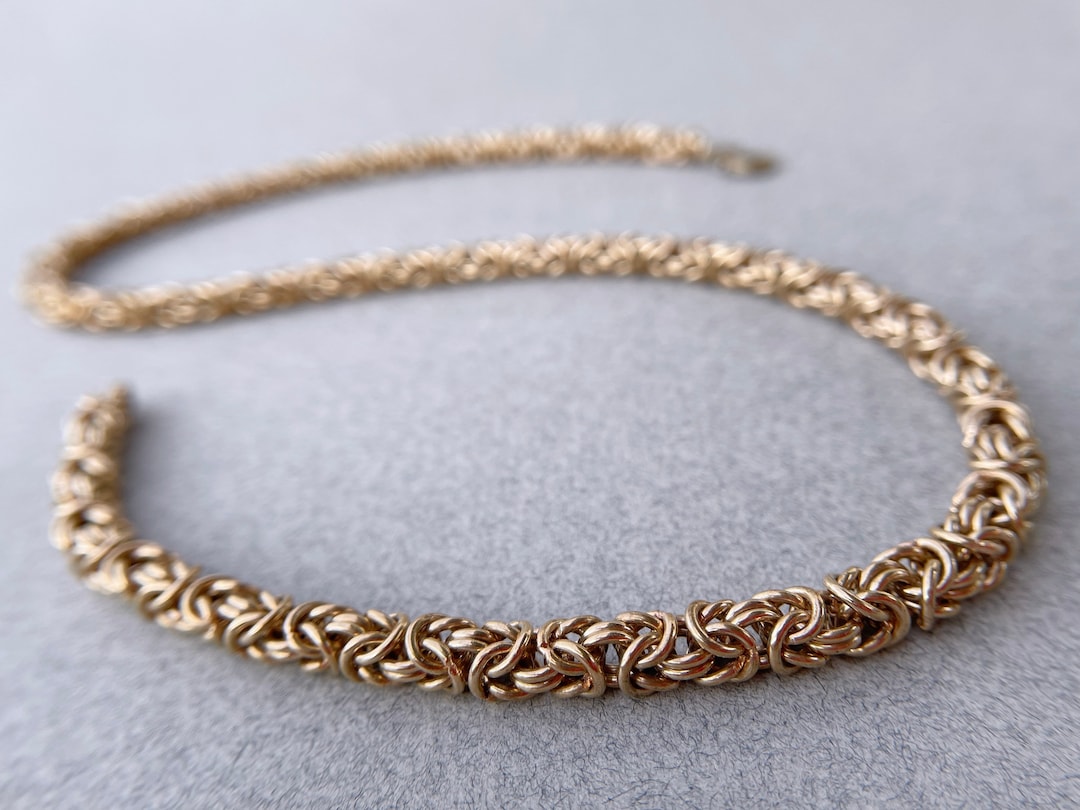 Brass Chainmaille Necklace, Byzantine Pattern, Welded-link Chain - Etsy